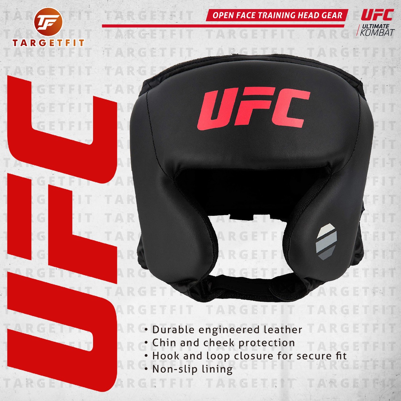 UFC Open Face Training Head Gear Black - Fitnesspedia